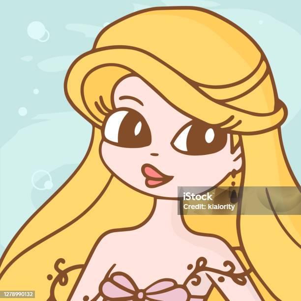 Ilustrasi Vektor Potret Gadis Cantik Dengan Rambut Panjang Berwarna