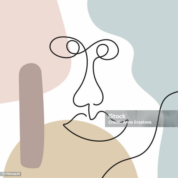 Sketsa Lucu Wajah Manusia Digambar Dengan Tangan Dengan Satu Baris