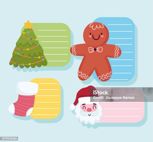 Selamat Natal Kartu Ucapan Dengan Kaus Kaki Dan Pohon Kue Jahe Santa