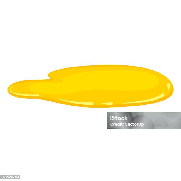 Puddle Yellow Oil Olive Oil Honey Liquid Gold Vector Cartoon Style Isolated Illustration On A