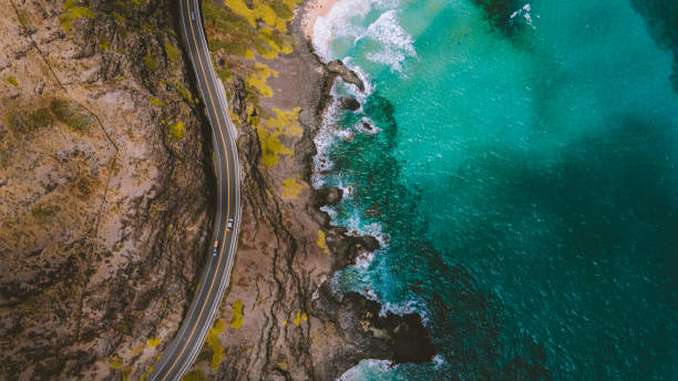 Free Stock Photo of Aerial View of Road Alongside Ocean | Download Free ...