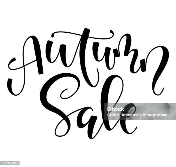 Vente Dautomne Texte Noir Isolé Sur Fond Blanc Illustration Vectorielle