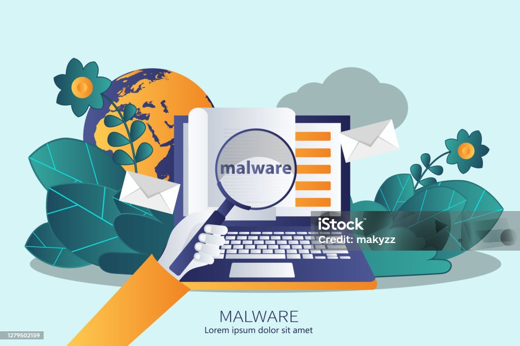Dokumentasikan Dengan Malware Di Laptop Konsep Virus Pembajakan