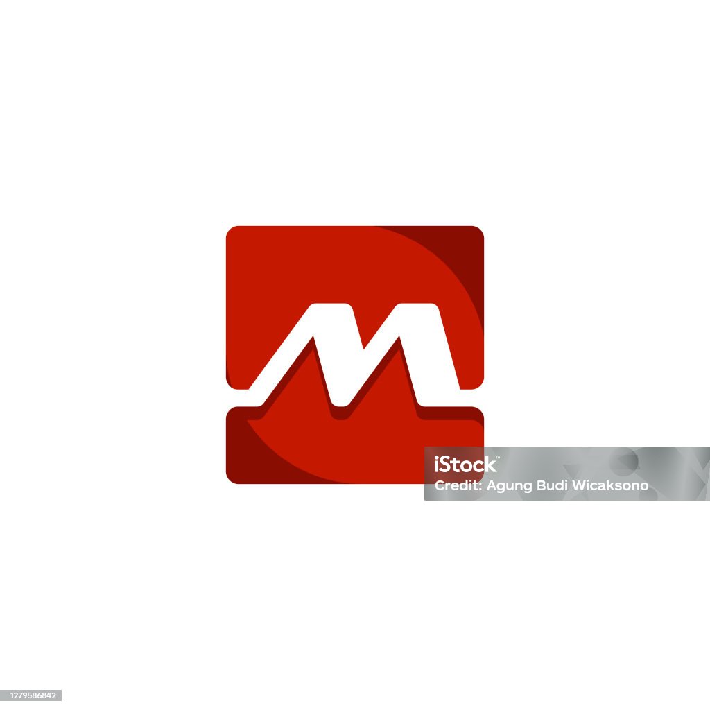 Logo Letter M Dalam Persegi Merah Dengan Bayangan Di Sudut Ilustrasi Stok Unduh Gambar