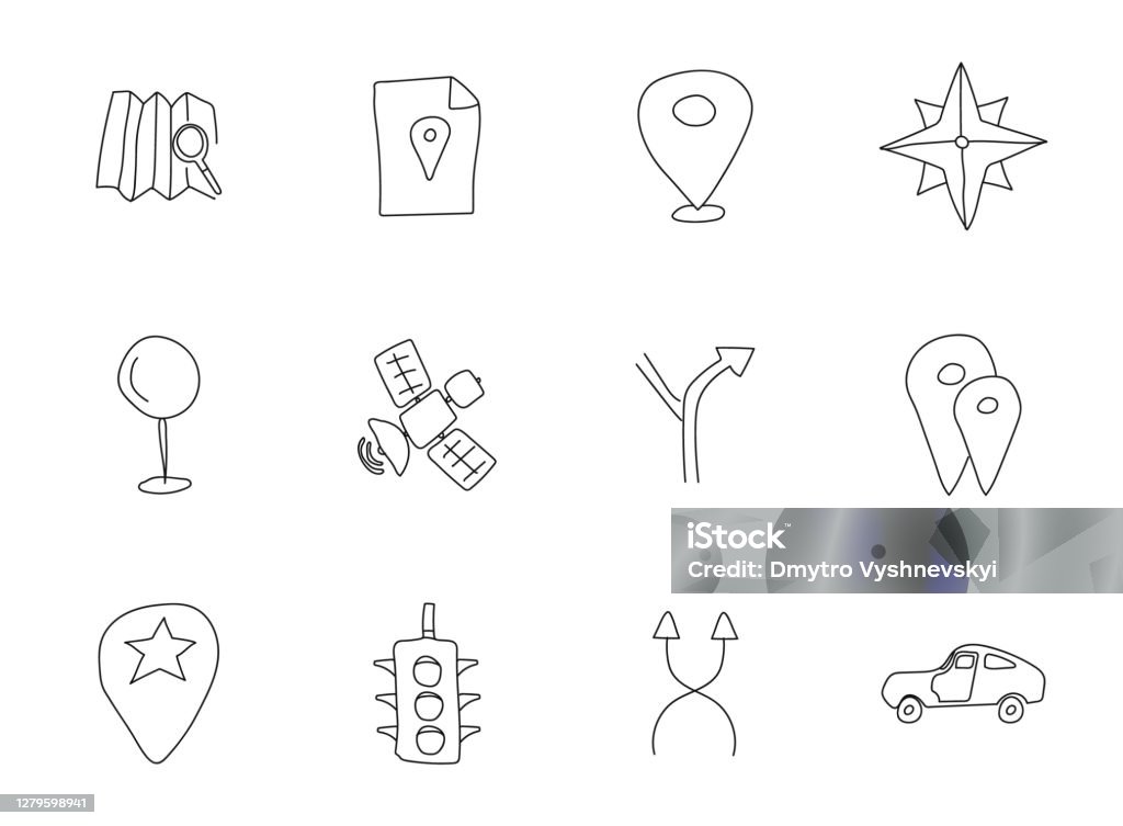 Vetores De Ícones De Vetor Linear Desenhados À Mão Pela Mão Isolados No