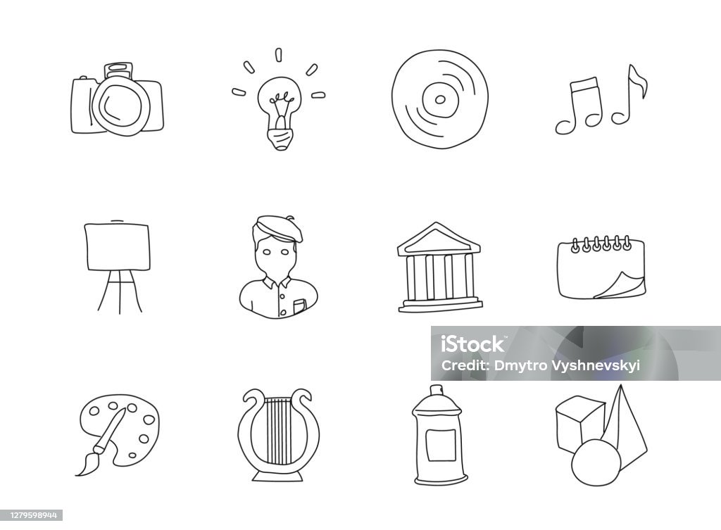 Vetores De Ícones De Vetor Linear Desenhados À Mão Pela Mão Isolados No