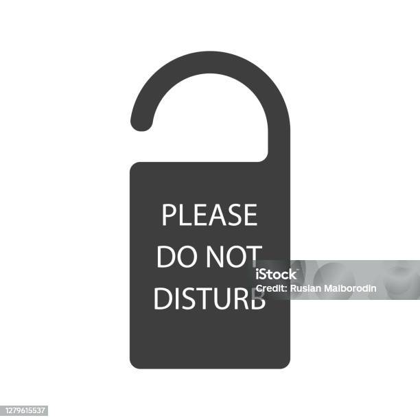 Do Not Disturb Sign Grey Hotel Door Warning Messages Isolated On White