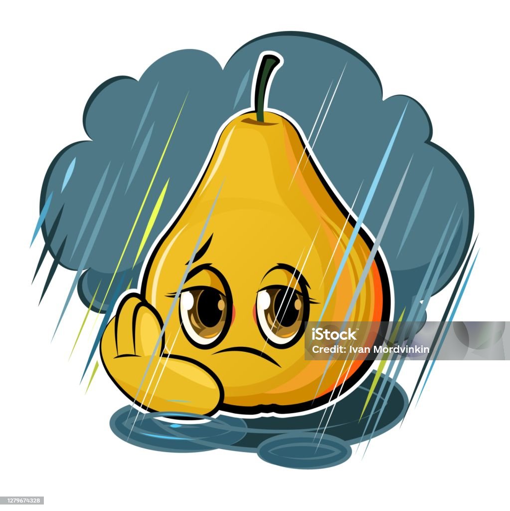 Kartu Kartun Pir Wajah Komik Ilustrasi Vektor Buah Dengan Mata