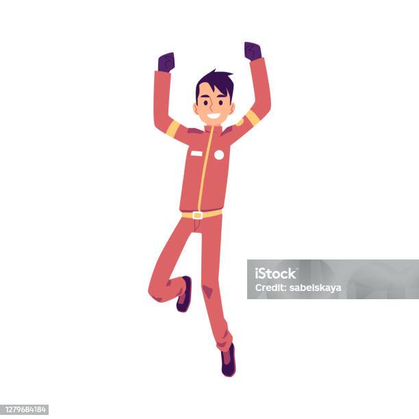 Sport Car Pilot Pembalap Melompat Untuk Kegembiraan Ilustrasi Vektor ... Sport Car Pilot Pembalap Melompat Untuk Kegembiraan Ilustrasi Vektor ...