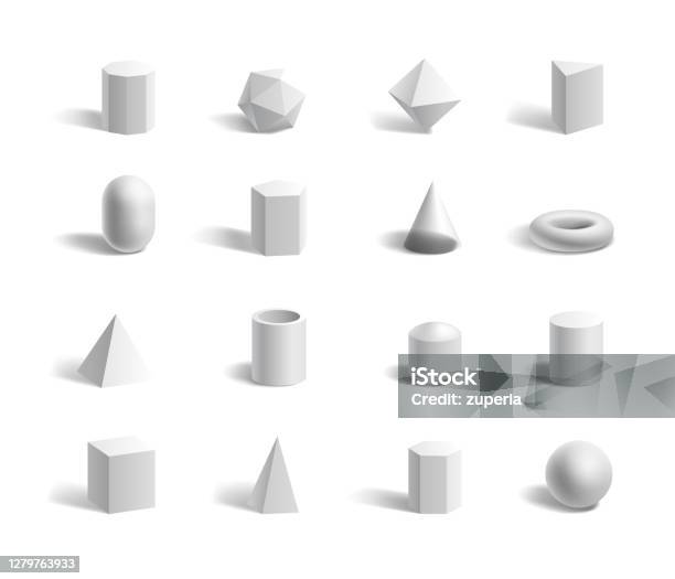 Bentuk Dan Angka Geometris 3d Bola Tabung Kerucut Kubus Piramida Segi
