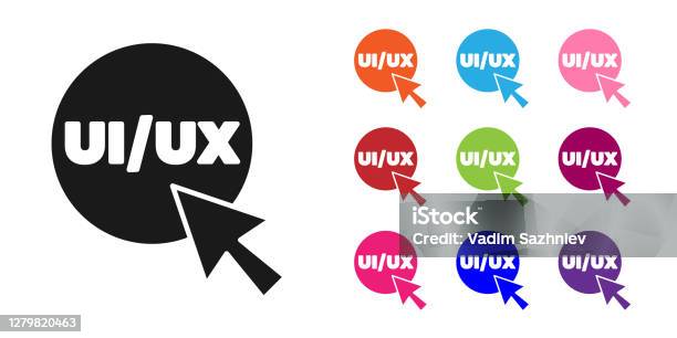 Vetores De Ícone De Design Ui Preto Ou Ux Isolado No Fundo Branco