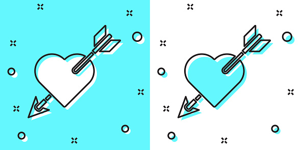 Symbole Damour De Ligne Noire Avec Licône De Coeur Et De Flèche Isolé