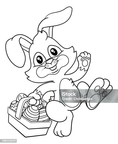 Dessin Animé De Panier Doeufs De Lapin De Pâques Vecteurs Libres De