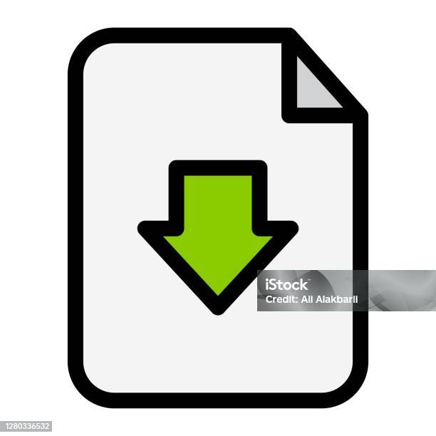 Ikon Unduh Dokumen Dengan Gaya Datar Simbol Unduhan File Untuk Desain