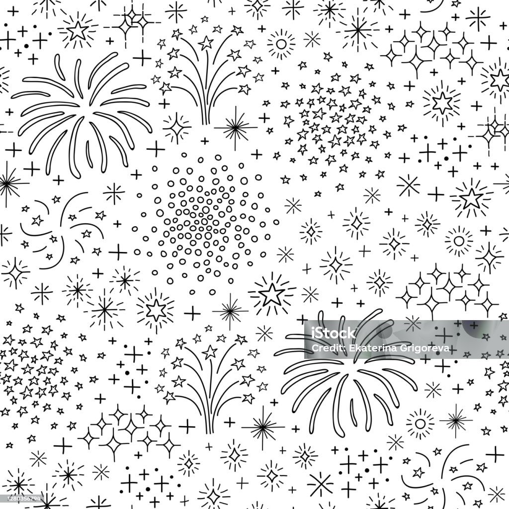 花火やペタードとのシームレスなパターン いたずら書きのベクターアート素材や画像を多数ご用意 いたずら書き お祝い