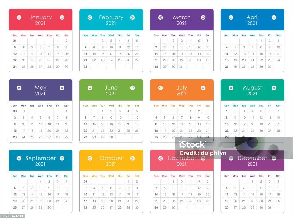 Jahr 2021 Monatskalender Vektor Abbildung Stock Vektor Art und mehr ... Jahr 2021 Monatskalender Vektor Abbildung Stock Vektor Art und mehr ...