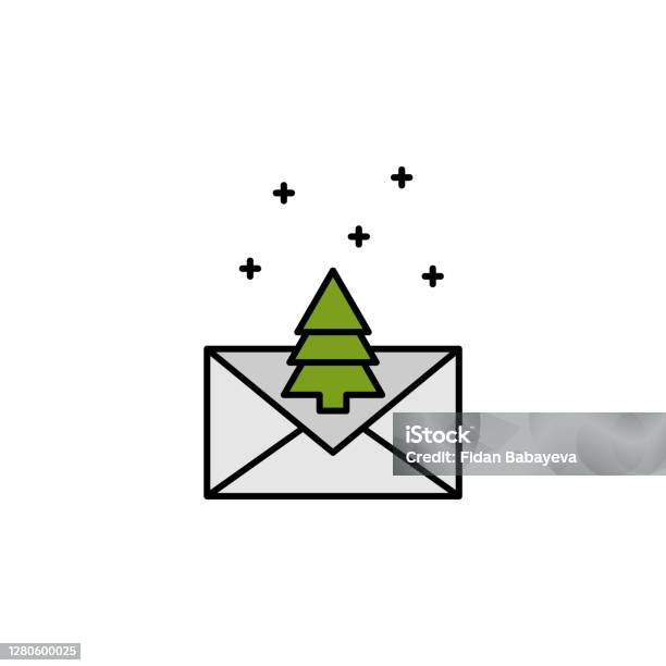 Lettre Noël Icône De La Ligne Darbre Éléments Du Nouvel An Illustration