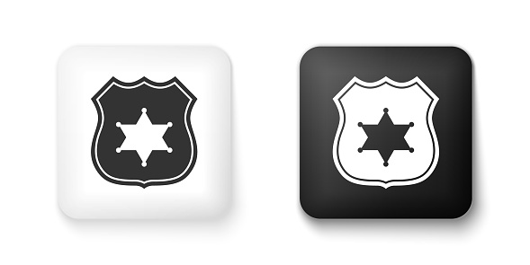 Icône Noire Et Blanche Dinsigne De Police Isolée Sur Le Fond Blanc