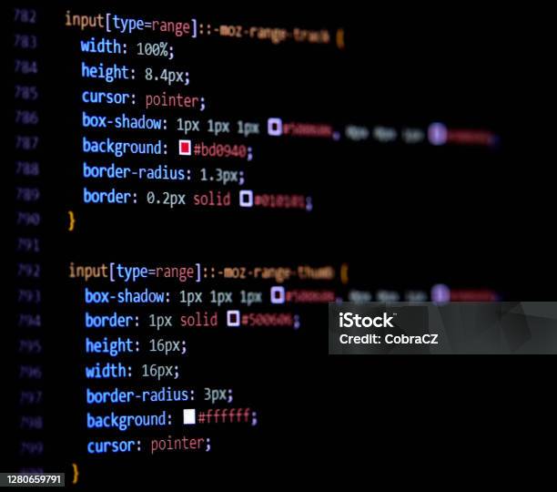 Modern Css3 Cascade Style Sheet Programming Code For Html Coding Stock