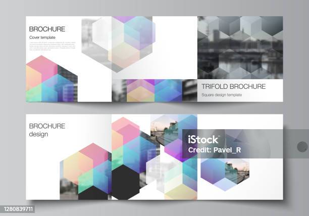 Tata Letak Vektor Format Persegi Mencakup Template Desain Dengan Segi