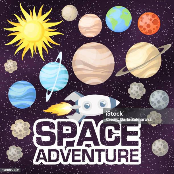 Space Cartoon Vector Illustration With Different Universe Elements ... Space Cartoon Vector Illustration With Different Universe Elements ...