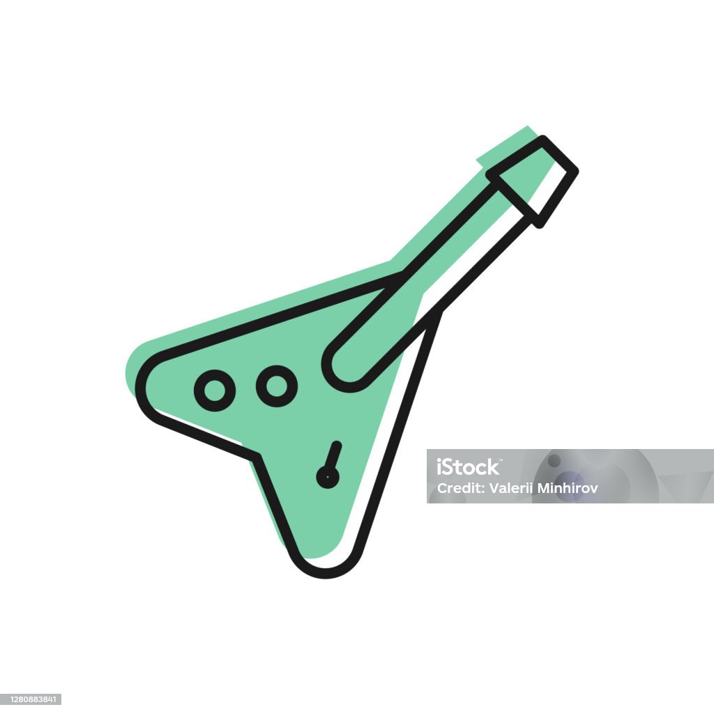Ikon Gitar Bass Black Line Electric Terisolasi Pada Latar Belakang Putih Vektor Ilustrasi Stok