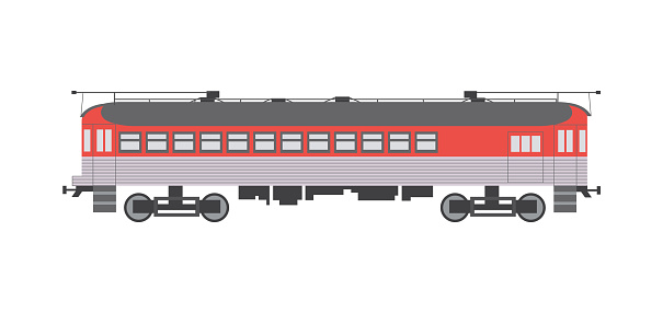 Gerbong Kereta Merah Untuk Komposisi Ilustrasi Vektor Kartun Datar Terisolasi Ilustrasi Stok