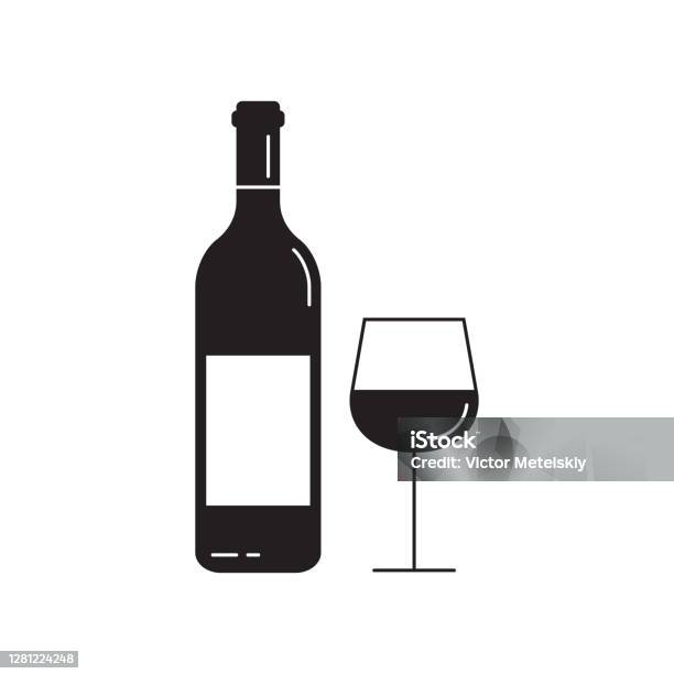 Bouteille De Vin Avec Licône De Verre De Vin Symbole Dalcool
