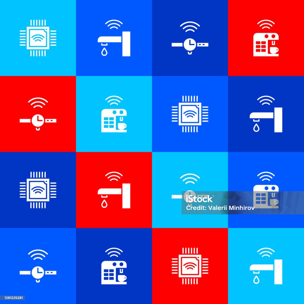 Set Processor With Microcircuits Cpu Smart Water Tap Smartwatch And