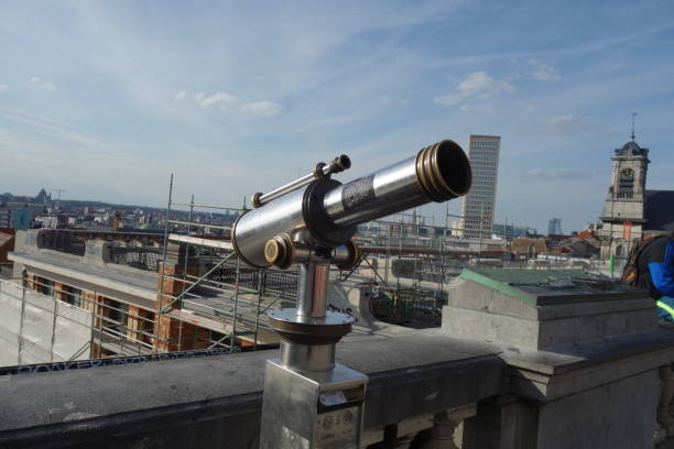 Free Stock Photo of Telescope Observing Cityscape From Building Rooftop ...