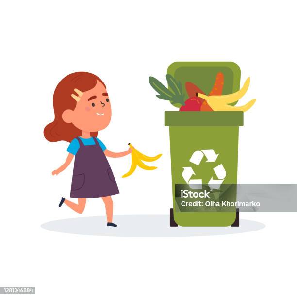 Vetores De Garota Fofa Classificando Lixo E Lixo Para Reciclagem E Mais