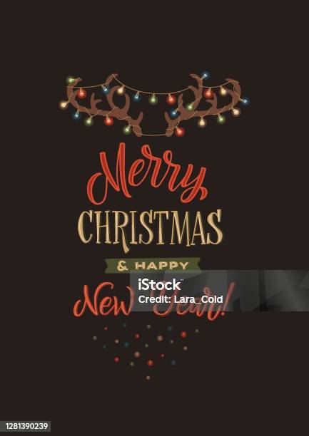 Poster Kaligrafi Selamat Natal Dan Tahun Baru Kartu Ucapan Tipografi Di