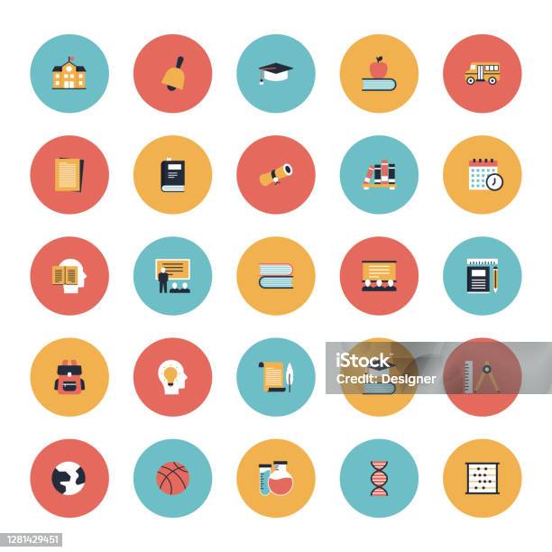 Léducation Et Lécole Connexes Icônes Plates Illustration De Symbole