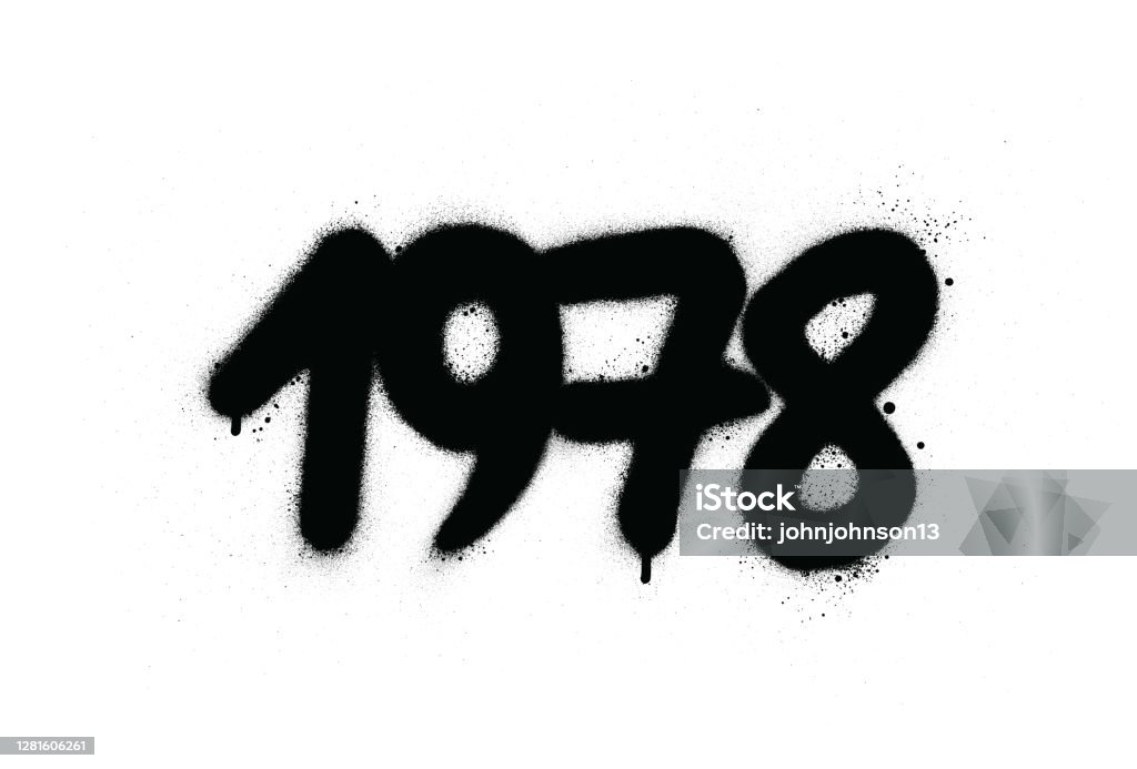 Grafiti 1978 Tanggal Disemprotkan Dalam Hitam Di Atas Putih Ilustrasi