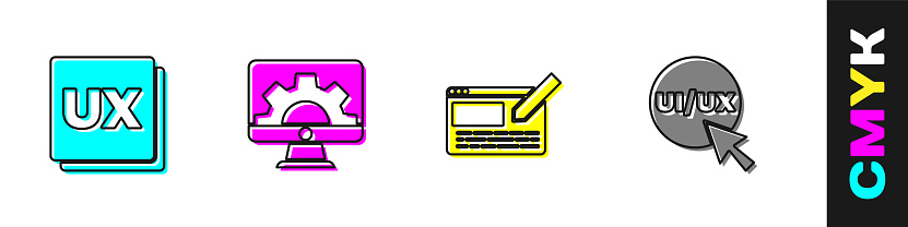 Vetores De Defina Design Ui Ou Ux Desenvolvimento Da Web E Ícone Vetor