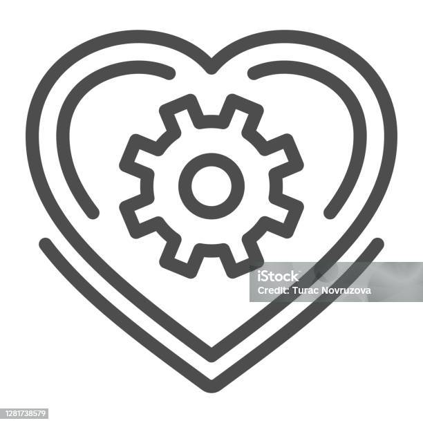 Icône De Ligne De Coeur Mécanique Concept De Robotisation Signe De