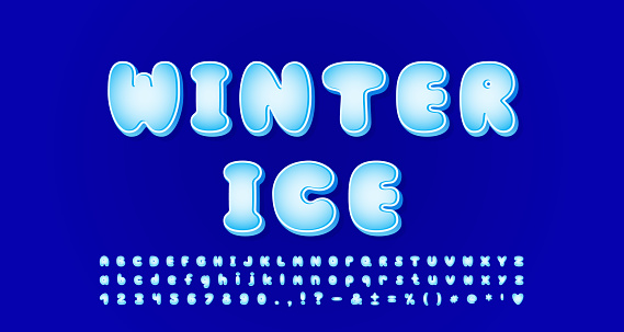 Alphabet De Glace Froide Dhiver Police De Bulle De Dessin Animé Avec