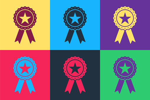 Médaille De Récompense De Pop Art Avec Licône Détoile Et De Ruban