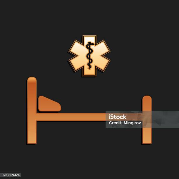 Lit Dhôpital Dor Avec Le Symbole Médical De Licône Durgence Étoile De