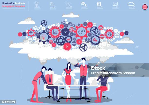 Business Man And Lady Teamwork Idea And Concept Modern Vector