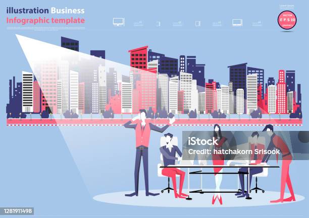 Business Man And Lady Teamwork Idea And Concept Modern Vector