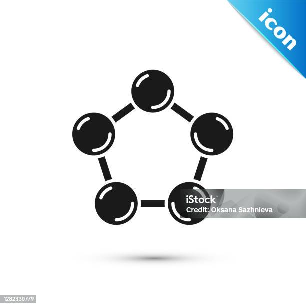 Icône Molécule Grise Isolée Sur Fond Blanc Structure Des Molécules En
