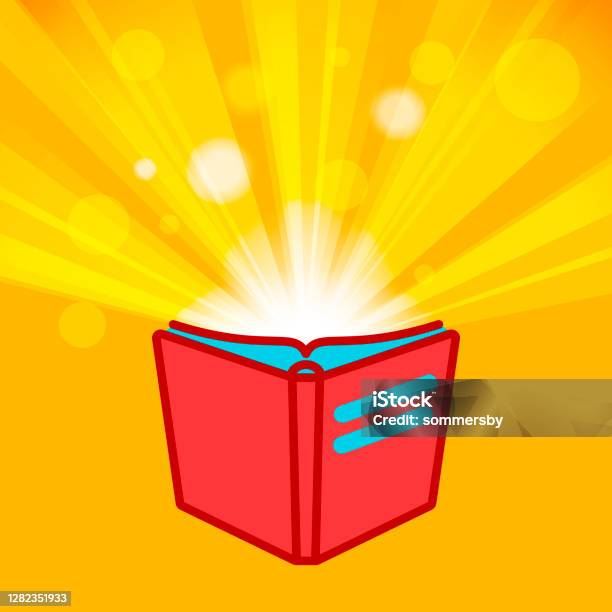 Desain Garis Datar Konsep Gambar Grafis Ikon Buku Terbuka Merah Pada