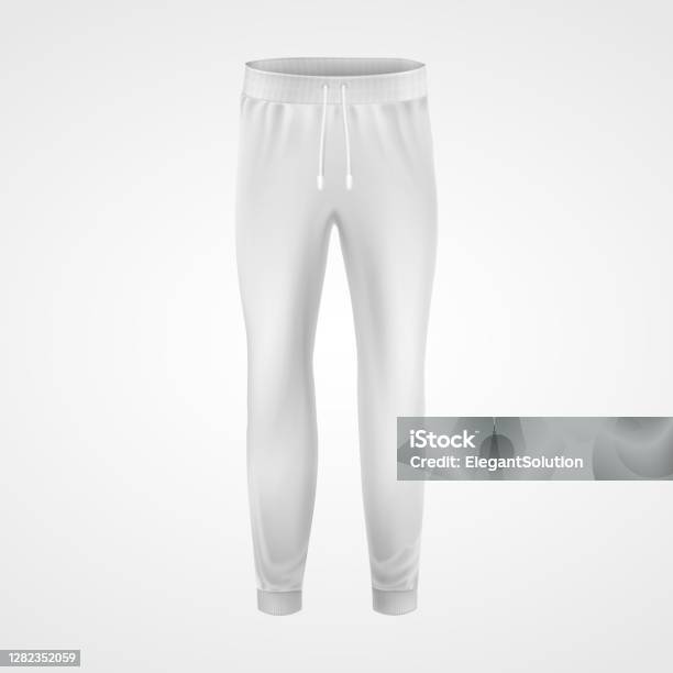 Celana Jogging Putih Joggers Pakaian Olahraga Mockup Realistis