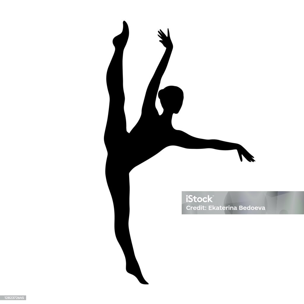 Frau Stretching Schwarze Silhouette Ballerina Oder Turnerin Isoliert ... Frau Stretching Schwarze Silhouette Ballerina Oder Turnerin Isoliert ...