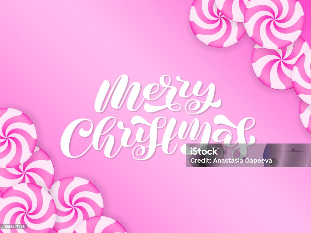 Merry Christmas Brush Lettering Vector Stock Illustration For Poster Or