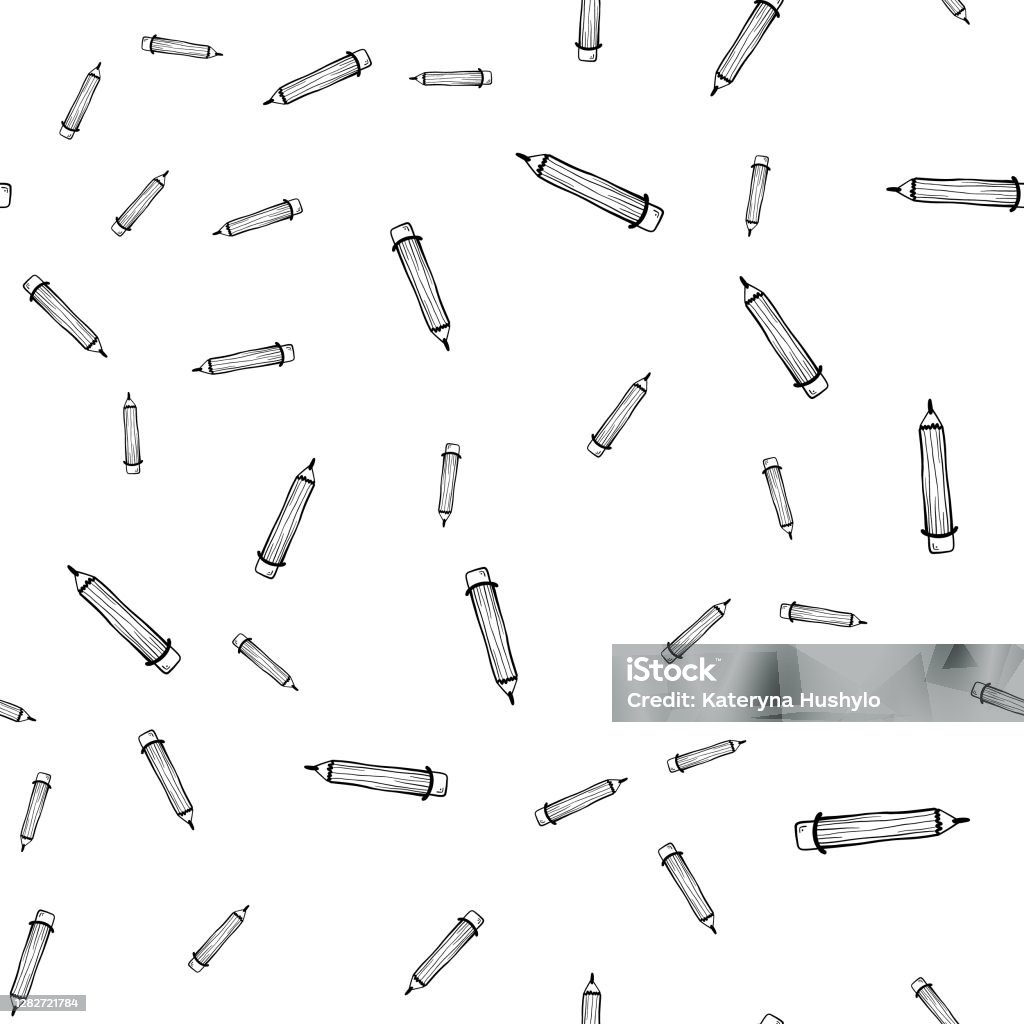 Pencil Doodle Seamless Vector Pattern Cartoon Black And White ... Pencil Doodle Seamless Vector Pattern Cartoon Black And White ...