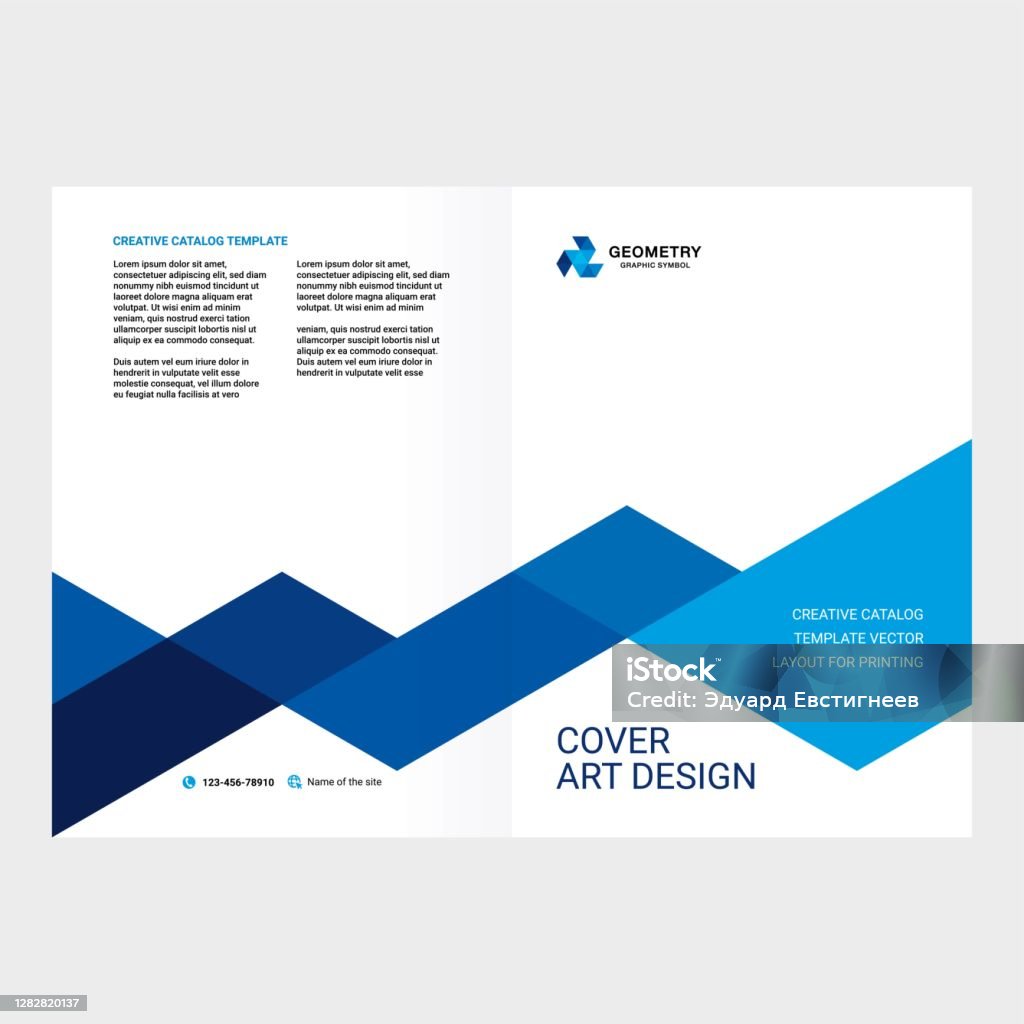 Desain Sampul Katalog Buklet Selebaran Komposisi Kreatif Segitiga