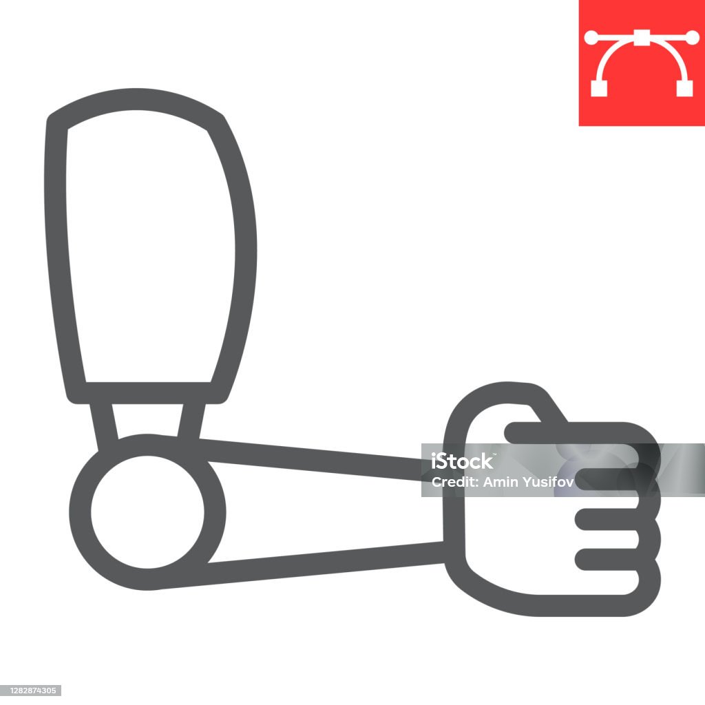 Ikon Garis Lengan Prostesis Cacat Dan Buatan Grafik Vektor Tanda Lengan