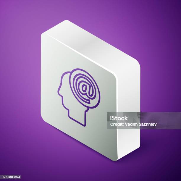 Icône De Messagerie Et De Messagerie Isométrique Isolée Sur Fond Violet